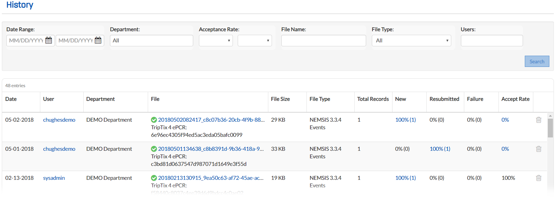 View Upload History – TripTix