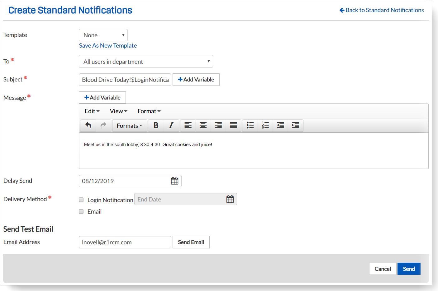 Create a Standard Notification – TripTix